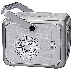 Jensen FM Stereo CD555 Bluetooth Boombox, Silver, 7.00 x 9.75 x 6.00 inches