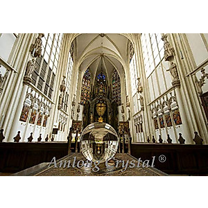 Amlong Crystal Clear Crystal Ball 150mm (6 inch) with Unicorn Stand and Gift Package for Decorative Ball, Lensball Photography, Gazing Divination or Feng Shui, and Fortune Telling Ball