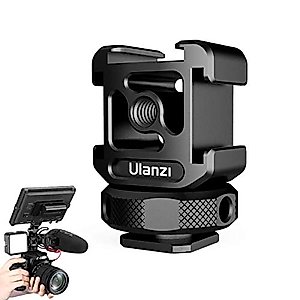ULANZI PT-12 Camera Hot Shoe Extension Bracket with Triple Cold Shoe Mounts for Microphone LED Video Light, 1/4'' Screw for Magic Arm, Aluminum Shoe Mount Compatible with Nikon Canon Sony Cameras