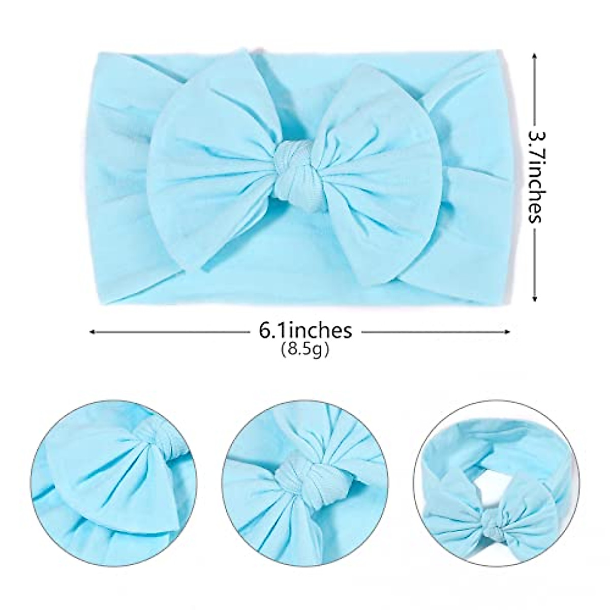 YHXX YLEN 20PCS Baby Girl Headbands with Bows Nylon Hair Bow Elastics Newborn Headbands for Baby Girls Infant Toddlers