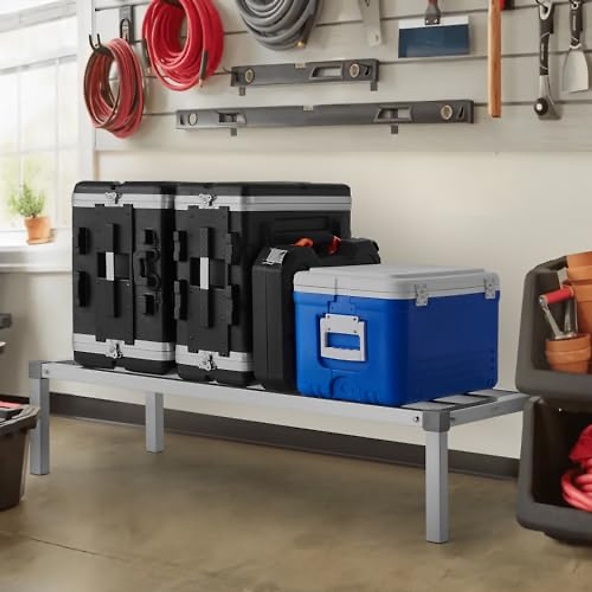 VEVOR Aluminum Dunnage Rack, 48” x 20” Commercial Food Floor Rack, 12” Off The Floor, 1000 lbs Capacity All-Welded Aluminum Storage Rack, for Storage in Restaurants, Kitchens, Garages and Vehicles