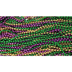 Metallic Beaded Necklaces, Mardi Gras Necklaces, Festive Necklace Multi Packs (144 Piece Pack)