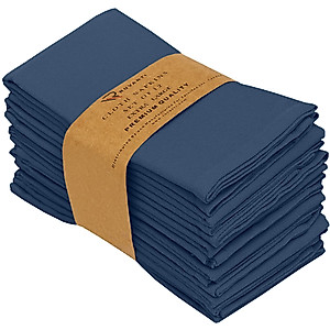 Ruvanti Cloth Napkins Set of 12, 18x18 Inches Napkins Cloth Washable, Soft, Durable, Absorbent, Cotton Blend. Table Dinner Napkins Cloth for Hotel, Lunch, Restaurant, Weddings, Parties - Navy Blue