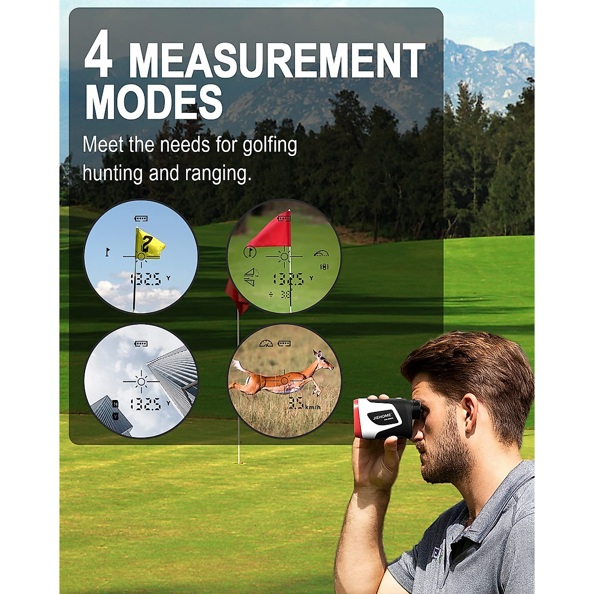 Golf Rangefinder 800Yds Laser Range Finder 6X Flagpole Lock Pin Vibration Slope Compensation Golfing Distance Finder Continuous Scan Speed Measure Rechargeable Yardage Rangefinders