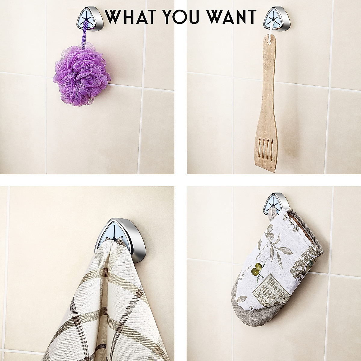 Adhesive Kitchen Towel Holders That Really Work - 3-Pack Bathroom Towel Holders which Hold Up Towels - for Kitchen Bathroom Home Storage Better Alternative to Towel Hooks- Kitchen Towel Hooks Blue