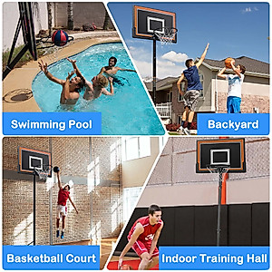 Portable Basketball Hoop Goals Outdoor Indoor Basketball Court w/Canasta de Basketball Backboard & Wheels & Fillable Base 7-10ft Adjustable Height Removeable Weather-Resistant for Youth Adult