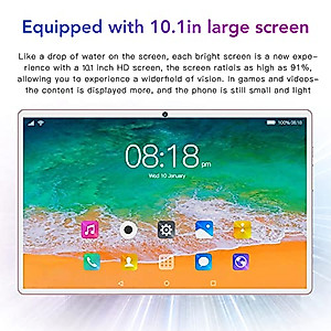 10.1 Inch 5G WiFi Tablet, 1960x1080 IPS HD Tablet for 12, 10 Core CPU Portable Tablet with Dual Camera, 6GB 128GB Memory Tablet for Work, Learning, Game