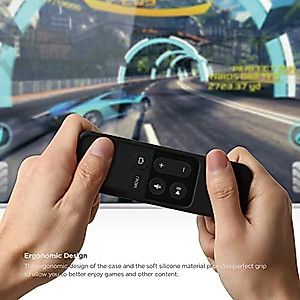 elago R1 Protective Silicone Case Cover Compatible with Apple TV 4K Siri 4th and 5th Generation Siri Remote Control - [Magnet Technology] [Lanyard Included] [Shock Absorption] - Black