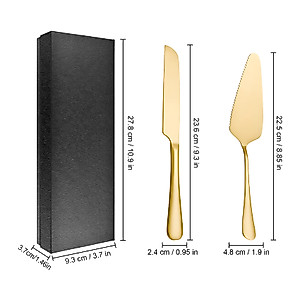 DUMING-IN Wedding Cake Knife and Server Set, Gold Stainless Steel Cake Pie Serving Set Gift Cake Cutting Set for Wedding, Birthday, Parties and Events