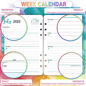 2023 Planner Refills - Planner Refills 2023, 2023 Weekly & Monthly Planner Refills, 2023 Planner Inserts, A5 Planner Refills, A5 Planner Inserts, 5-1/2" x 8-1/2", Jan.2023-Dec.2023, 7-Hole Punched - Watercolor Ink