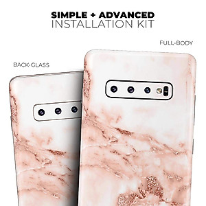 DesignSkinz Rose Pink Marble & Digital Gold Frosted Foil V8 Protective Vinyl Decal Wrap Skin Cover Compatible with The Samsung Galaxy S20 (Screen Trim & Back Glass Skin)