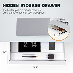 ERGOMORE Glass Standing Desk with Drawers, 45 x 23 inch Touch Control Adjustable Height Desk with Power Outlet, USB Ports & Wireless Charging, Dual Motor Sit Stand up Desk for Home & Office (White)