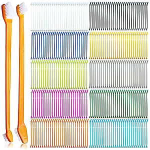 MoonyMars 300 Pcs Dog Toothbrush Cat Tooth Brushes Bulk, Double Sided Brushing Kit, Teeth Cleaning Kit Soft Bristles Long Handle, Pet Tooth Brush for Small to Large Dog, Cat, Puppy & Kitten, 10 Colors