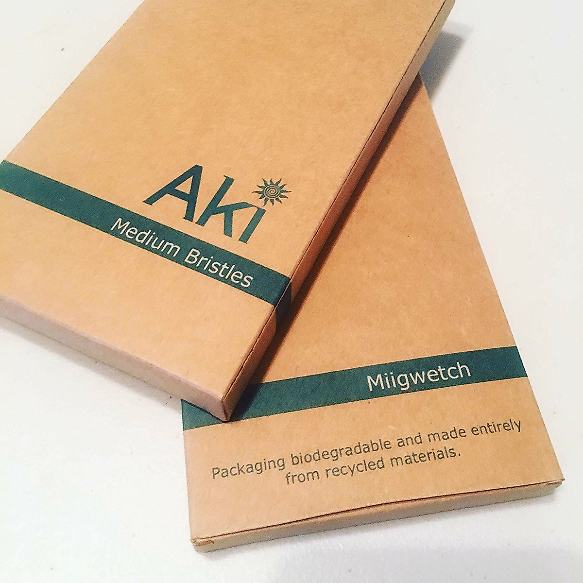 Bamboo Toothbrush 4-Pack Medium Multi-Colored Bristles Family Pack Biodegradable by Aki NEW