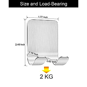 ABINLIN Razor Holder for Shower Wall 4 Pack, Stainless Steel Razor Hanger for Shower, Waterproof Self-Adhesive Towel Hooks for Bathrooms (Silver)