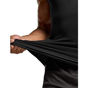 TSLA Men's Athletic Compression Sleeveless Tank Top, Cool Dry Sports Running Basketball Workout Base Layer, Active Shirts Black, Large