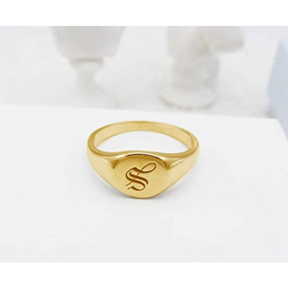SHAREMORE Customized Signet Ring Engravable Sterling Silver Rings Personalized Monogram Jewelry for Girls Men Women Customize Initial Letter Custom 3 Letters