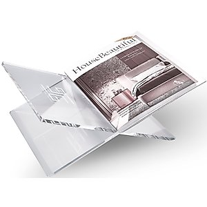 Honygebia Clear Acrylic Book Stands - Cross Frame Acrylic Book Holder, Open Bookstand for Display and Reading, Suitable for Art, Bible, Cookbook, Easel, Magazine, Textbooks 12.5" x 9.5" x 5.5"