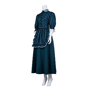 The Haunted Mansion Cosplay Costume Women's Maid Dress with Apron Halloween Ghost Costume (L)