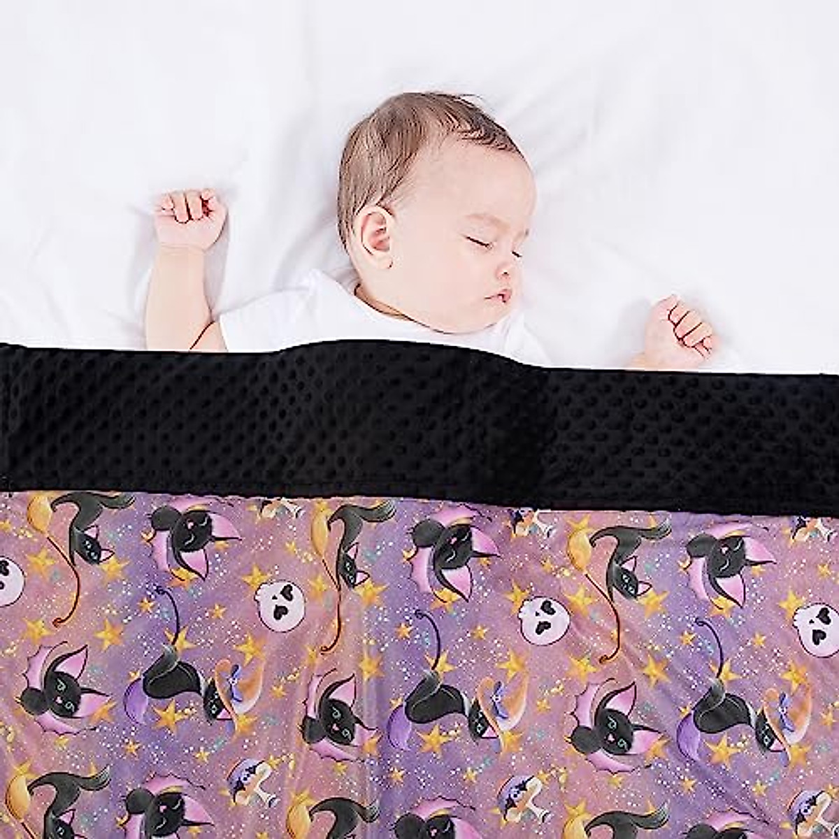 Donsonny Baby Blanket for Boys Girls Soft Minky with Double Layer Dotted Backing, Halloween Printed 30 x 40 Inch Receiving Blanket (Halloween bat)