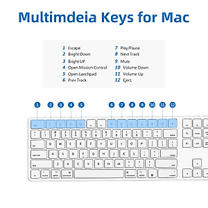 Bluetooth Keyboard and Mouse for Mac, OMOTON Wireless Keyboard and Mouse Combo, Multi-Device Keyboard with Numeric Keypad for MacBook Pro/Air, iMac, iMac Pro, Mac Mini, Mac Pro Laptop and PC (White)