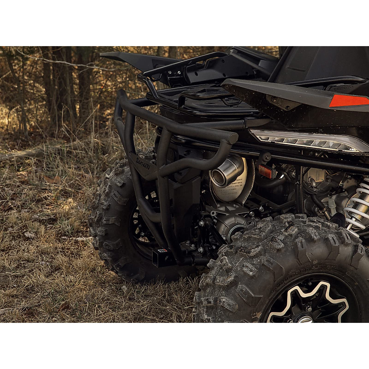 SuperATV Rear Bumper for 2020-2022 CFMOTO ZForce 950 - No Obstruction to Rear Cargo Area - Made of 1.5 Inch Heavy Duty Steel Tubing - Black UV Resistant Powder Coating - Mounts Directly to the Frame
