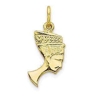 10k Yellow Gold Solid Bust of Nefertiti Charm Souvenir Pendant - 20mm x 9mm