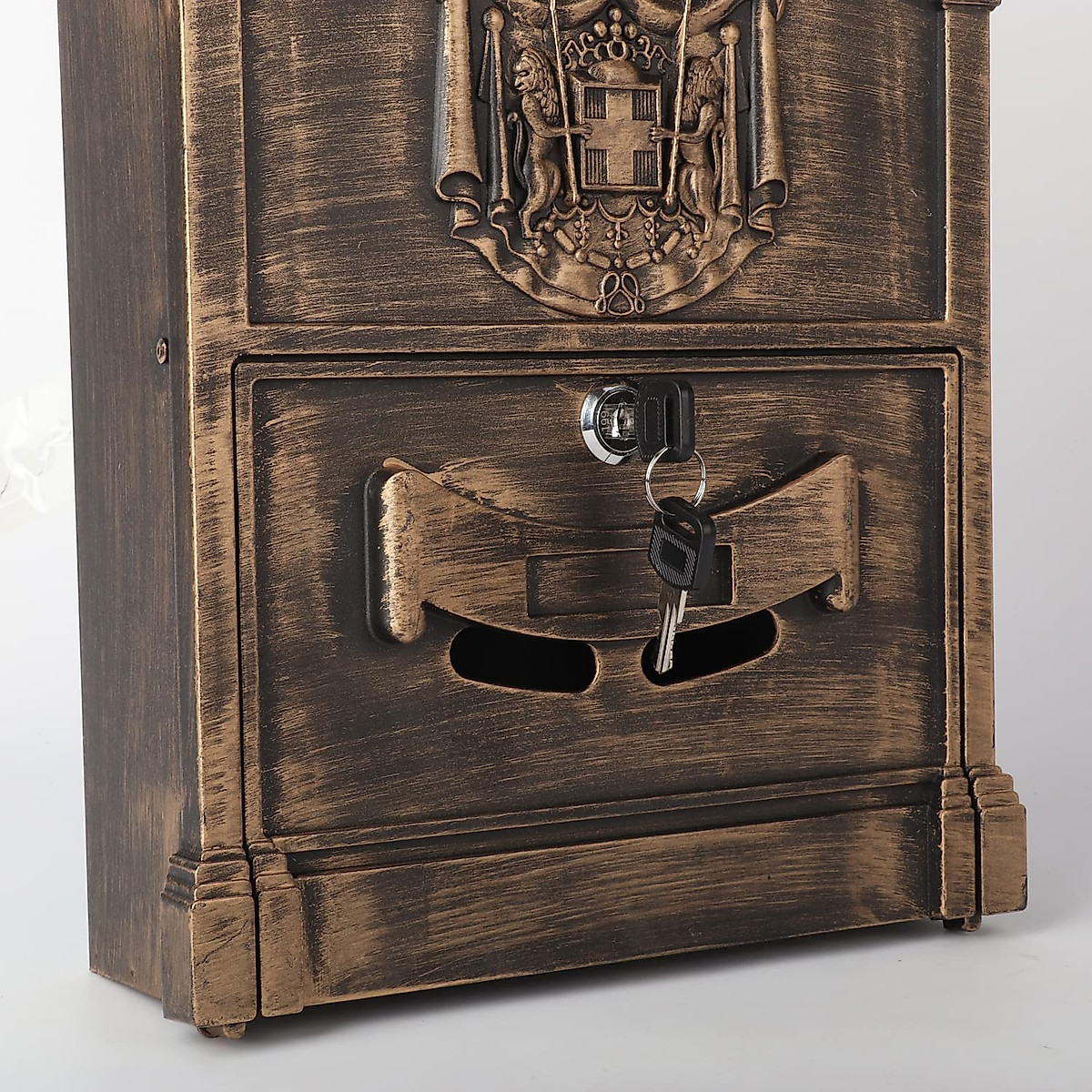 mopam Wall Mount Locking Mailbox Vintage Lockable Metal Mailboxes Large Capacity Postbox Security Mail Letter Post Box Outdoor Mail Box