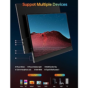 VILVA Portable-Monitor-for-Laptop - 15.6'' 1080P FHD IPS Display USB-C&HDMI Portable Monitor for Laptop with Cover and Speakers