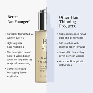 Better Not Younger Superpower Hair & Scalp Duo Set - Fortifying 2fl.oz. plus Liquid Comb - Leave-in Serum w/ Massaging Applicator for Stronger, Thicker, Fuller
