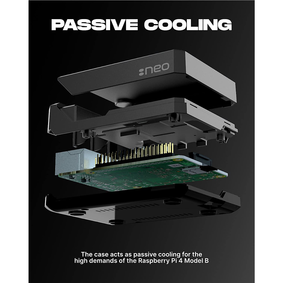 Argon NEO Case with Cooling Fan HAT for Raspberry Pi 4 | Supports Camera, and LCD Display | GPIO and PoE Pins are Accessible