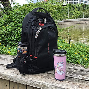 NVJUI JUFOPL Unicorn With Donut Travel Coffee Mug for Men's & Women's, With Flip Lid, Stainless Steel, Water Bottle Cup 15 oz