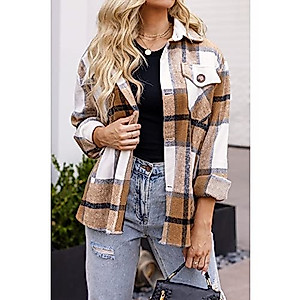 ZAFUL Shackets for Women 2022 Oversized Flannel Shirts for Women Plaid Jackets