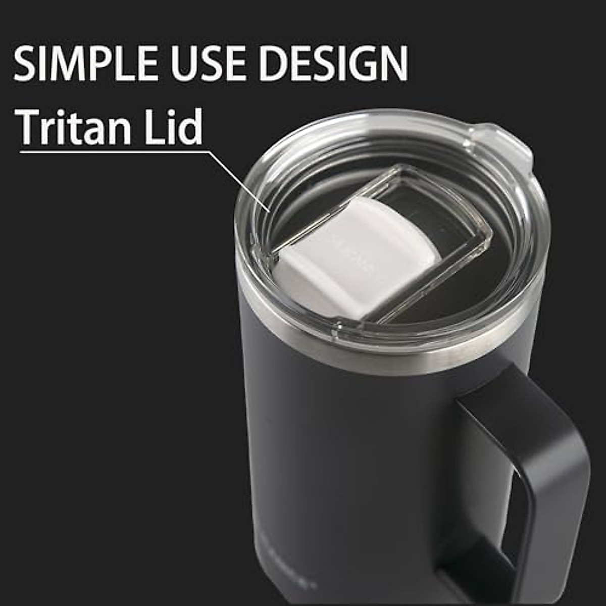 SILICANICE 24 oz Stainless Steel Vacuum Insulated Tumbler with handle & MacSlider Lid, Dishwasher Safe & Spill Proof Coffee Cup, Travel Mug for Hot/Cold Drinks, Durable Design (Gray 2.4, 24 Oz)