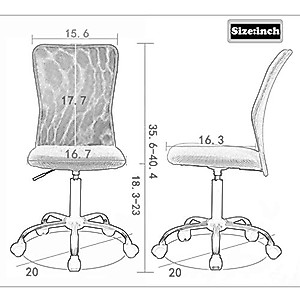 Office Chair Desk Chair Computer Chair with Lumbar Support Ergonomic Mid Back Mesh Adjustable Height Swivel Chair Armless Modern Task Executive Chair for Women Men Adult, Black