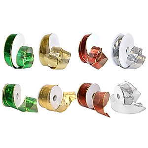 Morex Ribbon 7417.40/50 Morex Gleam 2.5" X 50 YD Wired Ribbon for Gift Wrapping, Gold, Flower Bouquet Ribbons for Crafts, Valentines, Baby Showers, Graduation Baskets, and Wedding Decorations