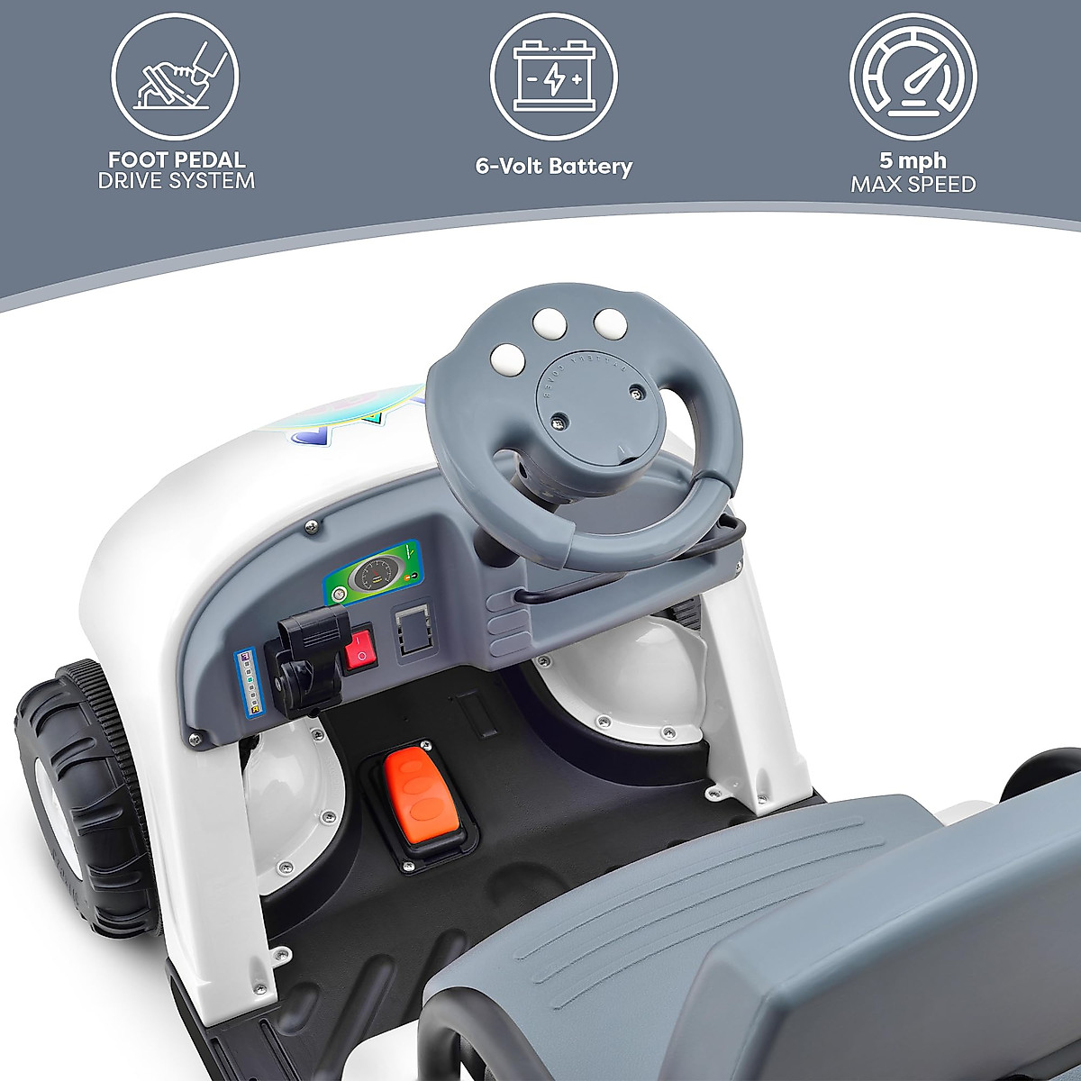 Kid Motorz Junior 6V Pro Golf Cart Ride-On, White