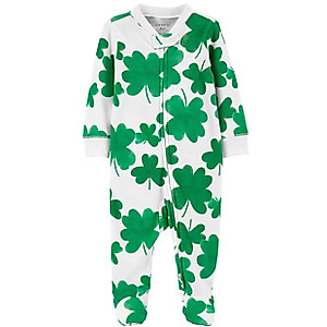 Carter's Unisex Baby St. Patrick's Day Jumpsuit (3 Months, White/Green)