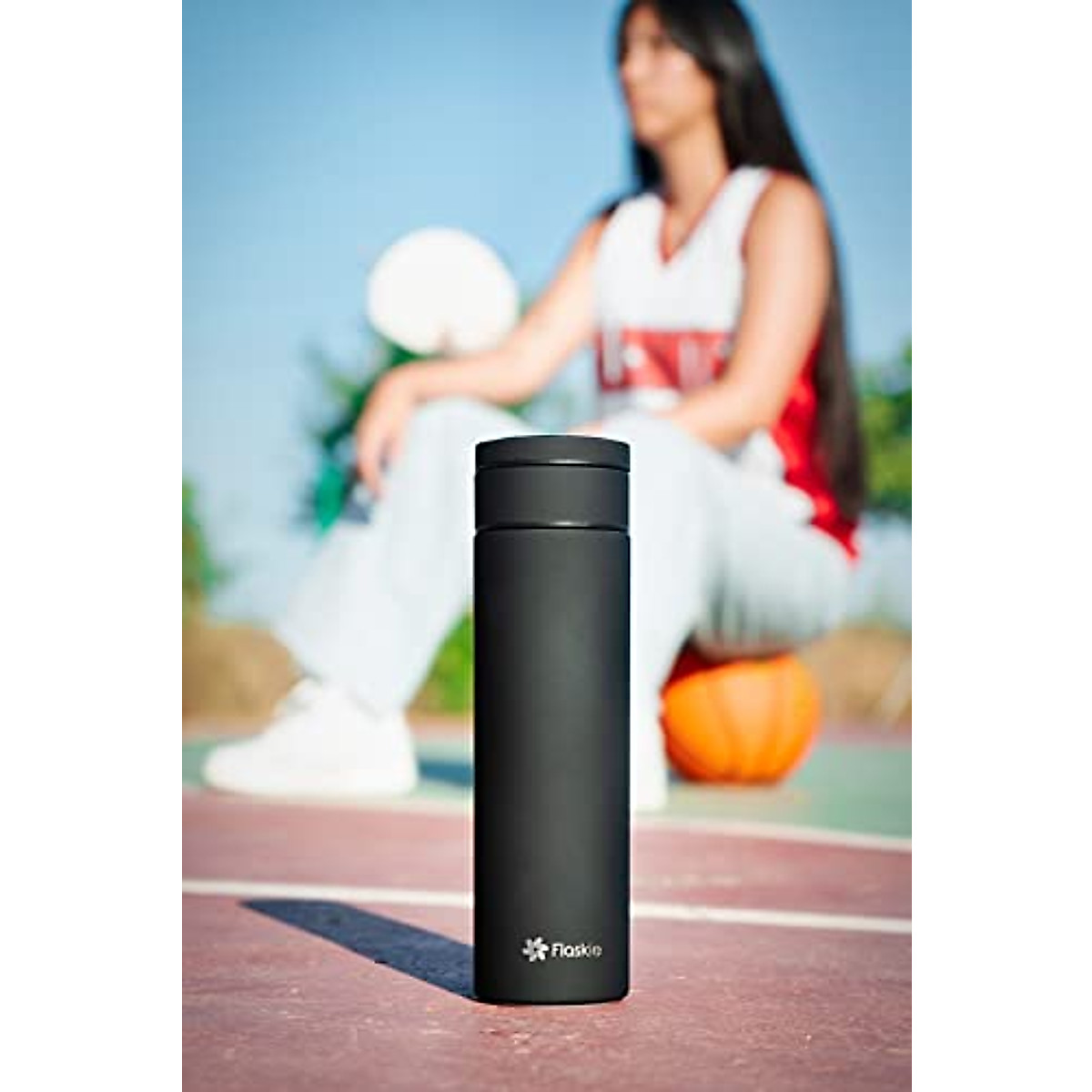 Flaskie Smart Flask (2nd Generation) | 17 Oz | BPA-Free Stainless Steel | Reusable Water Bottle | Replaceable Battery | Double Walled Vacuum Insulated | Keeps Hot for 15 Hrs, Cold for 24 Hrs (Black)