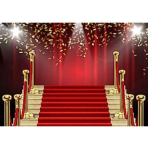 MTMETY 7x5Ft Red Curtain Background Red Carpet Stairs Props Vinyl Photography Video Backdrop NANME853