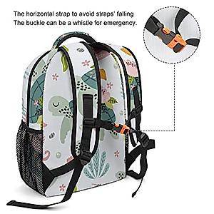 MEIKKO Turtle Seahorse Sea-grass Backpack Multicoloured Sea Computer Bags with Chest Strap,Lightweight Casual Daypack for Women Men Hiking Travel Work and Business 16 Inch