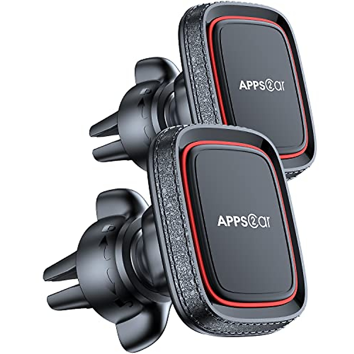 APPS2Car 2 Pack Magnetic Phone Car Mount, Car Phone Holder Mount Magnetic, Built in 6 Strong Magnets, Air Vent Cell Phone Holder for Car with Adjustable Secure Tightening System