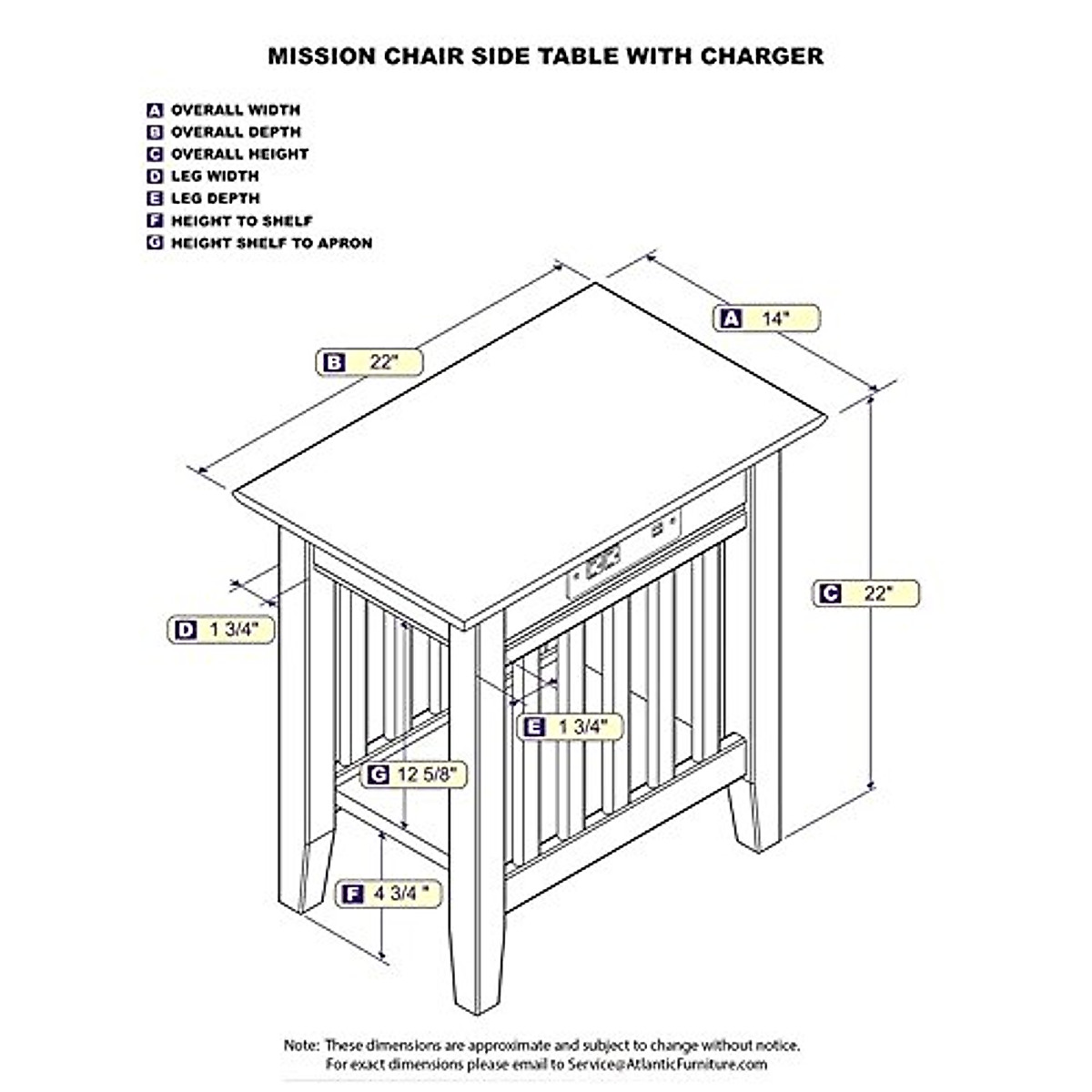 Home Square 2 Piece Mission Charger Chair Side Table Set in Walnut