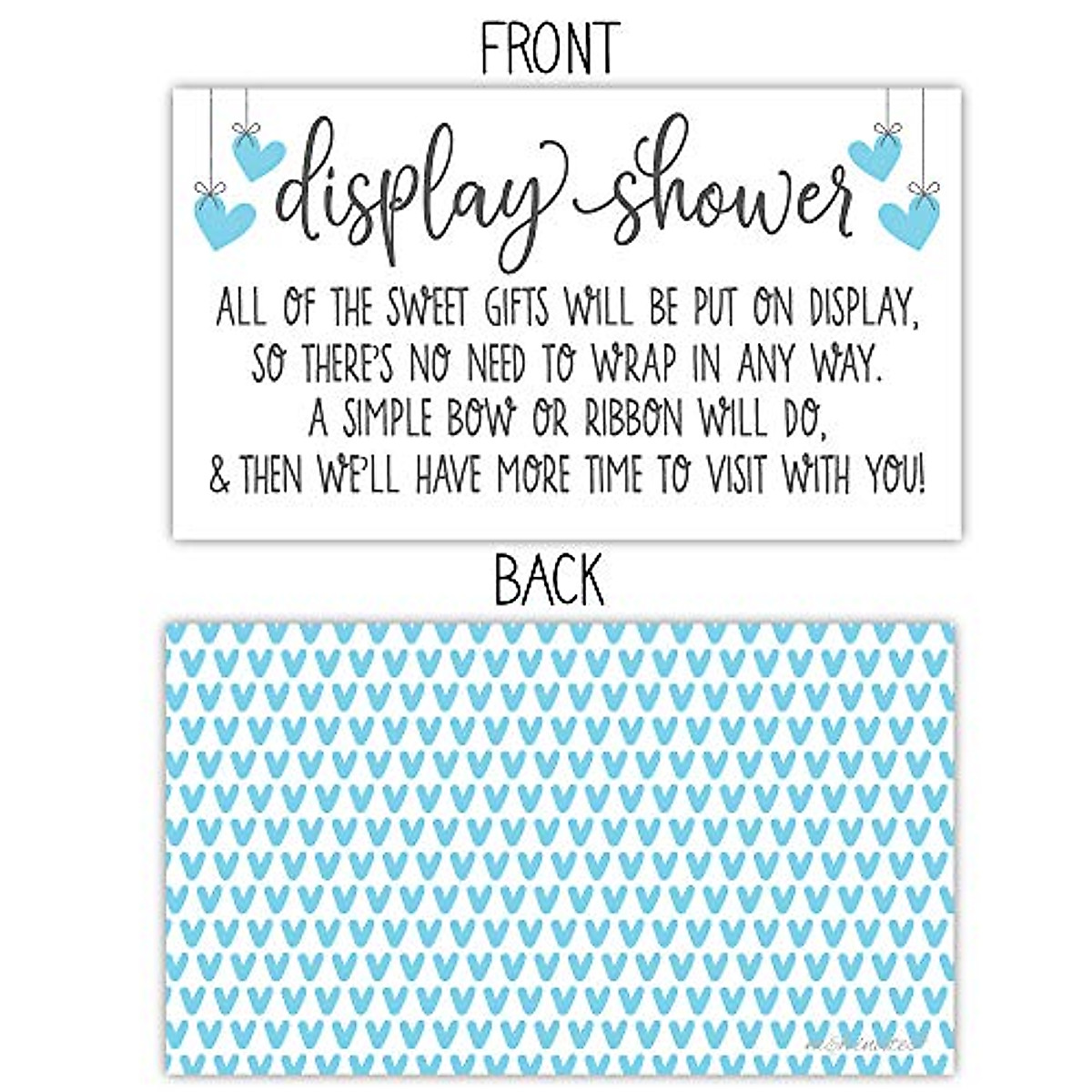 50 Blue Display Shower Cards - Unwrapped Gift Request for Boy Baby Shower - Invitation Inserts