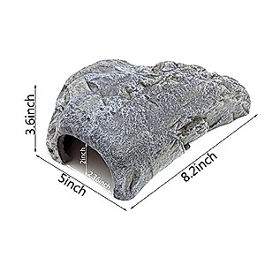 JIHAQUA Reptile Rock Reptile Hide Cave Hideout Terrarium Habitat Decor Ornament Shelter (Style B)