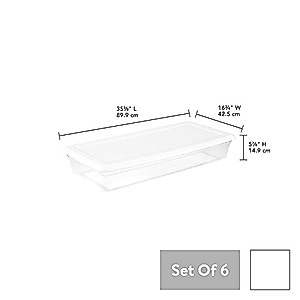 GERSH 41Storage Box Clear Base White Lid Set of 6