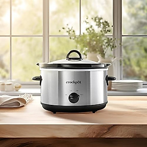 Crock-Pot 4.5 Quarts Manual Design Series Slow Cooker with 3 Manual Heat Settings Cooks Meals for 4 Plus People with Removable Stoneware Bowl, Silver