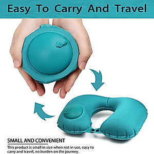 Altsuceser 2Pcs Inflatable Travel Pillow Neck Pillow for Travel, Compact Portable U-Shape Head Neck Support Cervical Cushion for Car Airplane Train Travel Office Napping Grey & Green