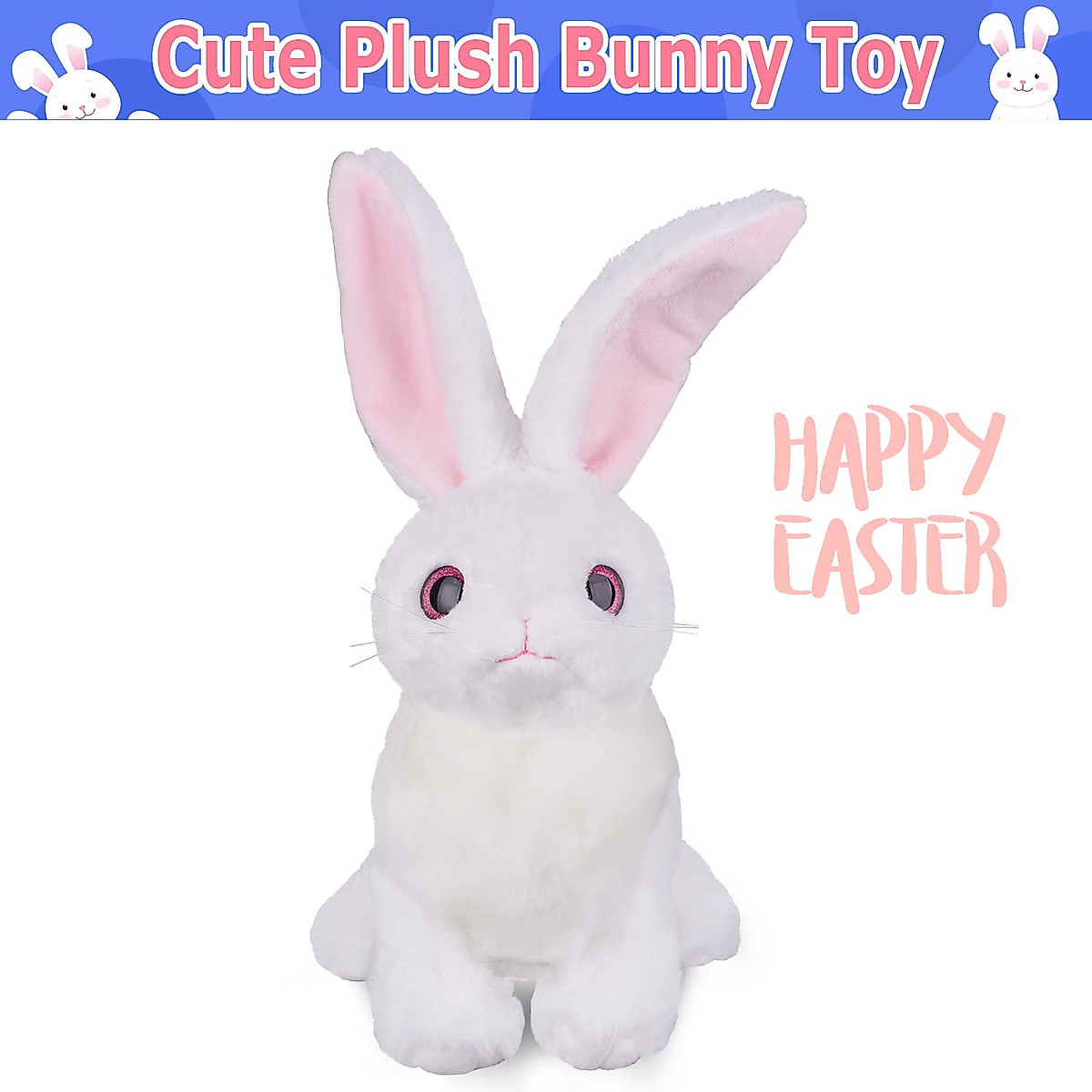 Marsjoy 12" White Easter Bunny Plush Toy, Soft Stuffed Animal Rabbit, Realistic Gift for Kids, Toddlers, Baby