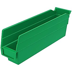 Akro-Mils 30110 Plastic Nesting Shelf Bin Box, (12-Inch x 3-Inch x 4-Inch), Green, (24-Pack)